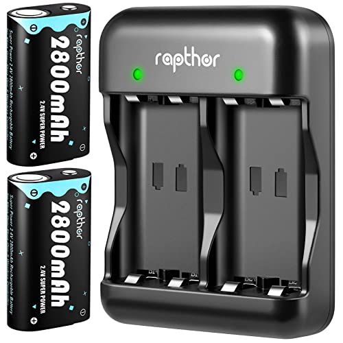 Rapthor 2800mAh Xbox One Rechargeable Battery Pack 2.4V Ni-MH Low Self Discharge for Xbox One/Xbox One S/Xbox One X/Xbox One Elite/Xbox Series S/X,Controller Batteries Pack with Charger