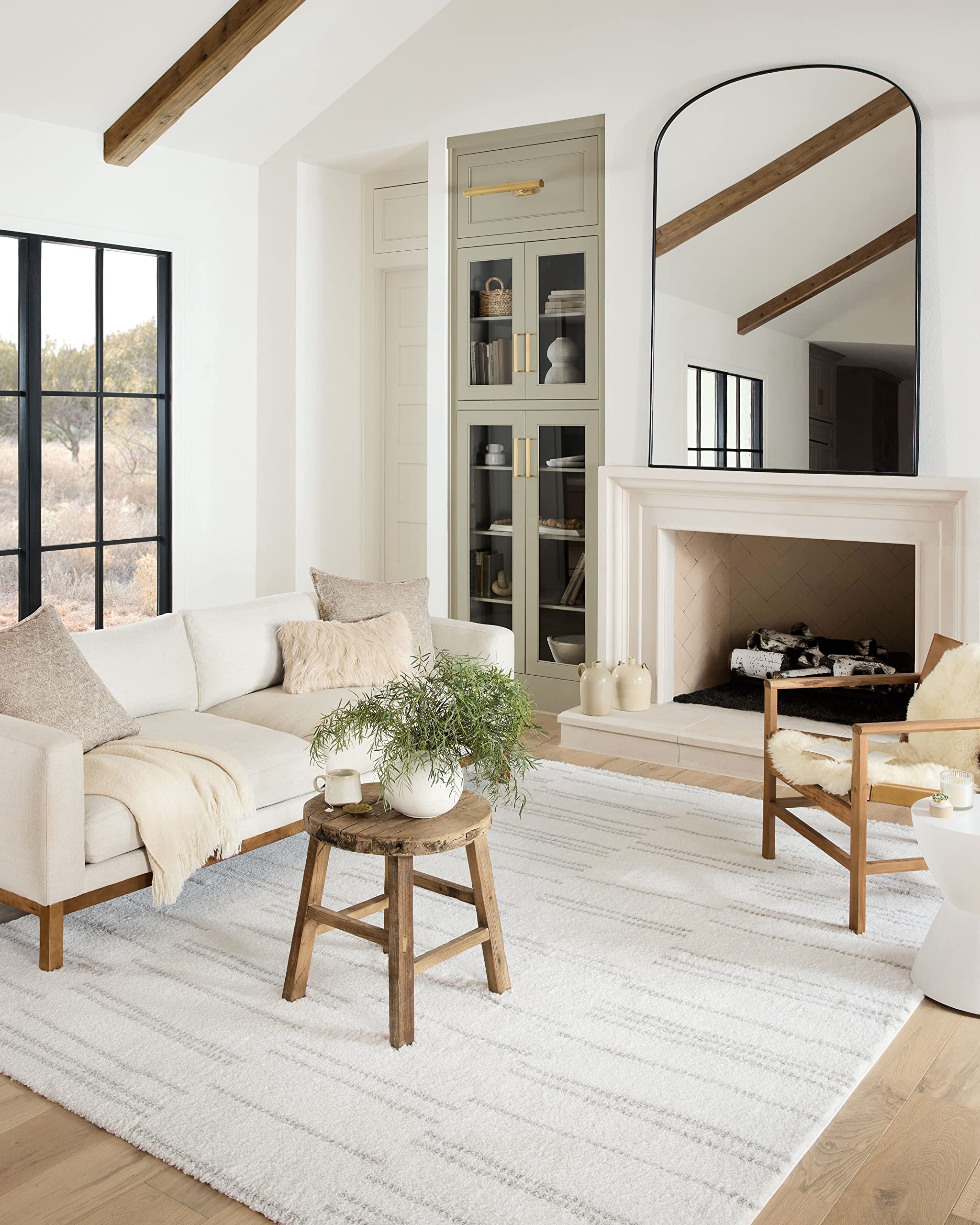 Loloi II Bliss Shag Collection BLS-02 White/Grey 9'-3" x 13' Area Rug