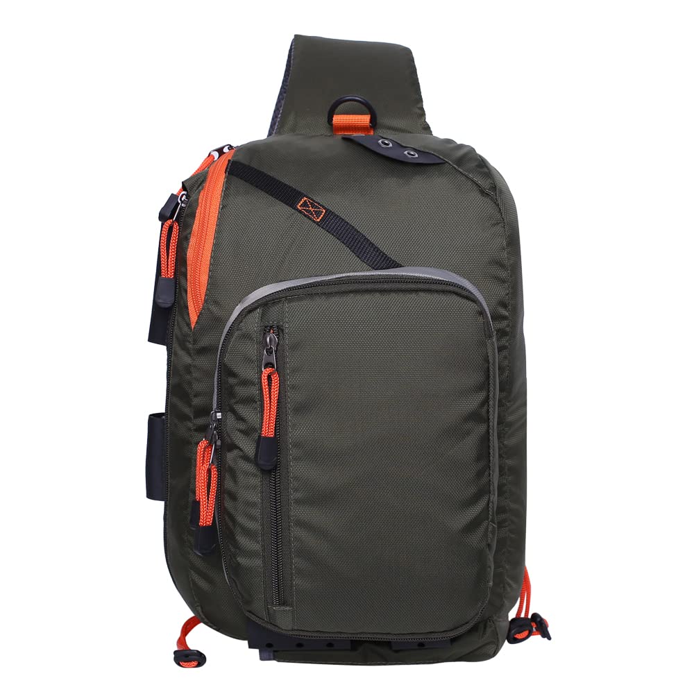Raprance Fly Fishing Sling Pack Chest Bag Fishing Tackle Storage Shoulder Bag (Brown)