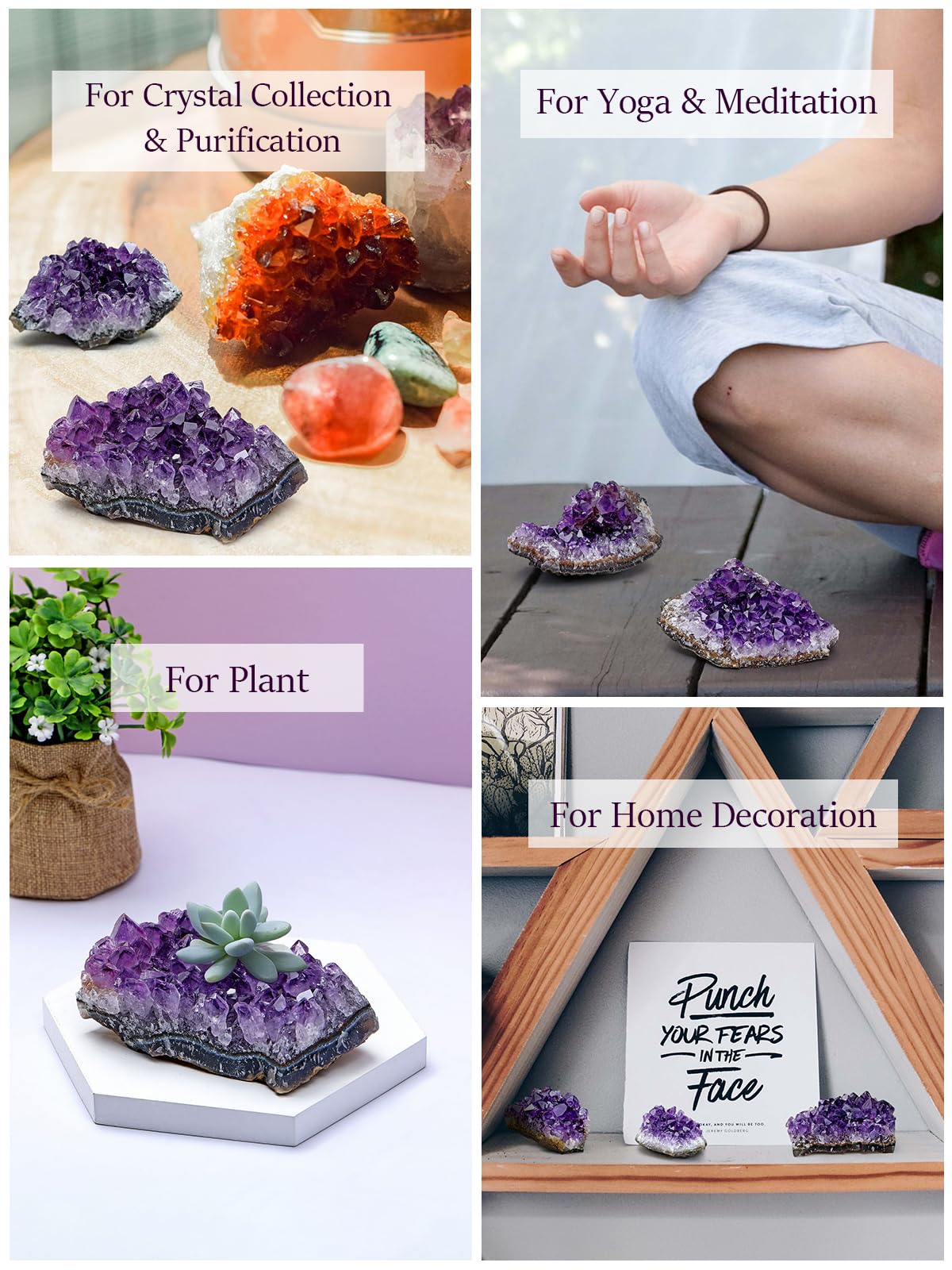 Top Plaza Natural Amethyst Geode Cave Healing Crystal Stones Rock Cluster Druzy Witchcraft Raw Amethyst Gemstone Specimen (0.88-1.1 lb)