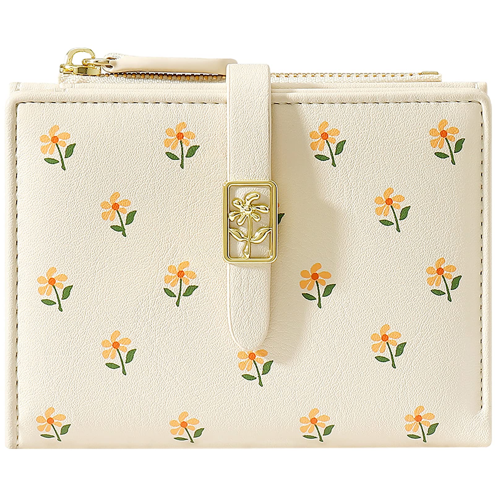YINHEXI Women's Wallet, Faux Leather, Off White, Water Resistant, 5 Card Slots, 1 Cash Slot, 1 ID Window, 1 Zipper Coin Pocket, Portable, Fashionable, 4.53.71.2 Inch