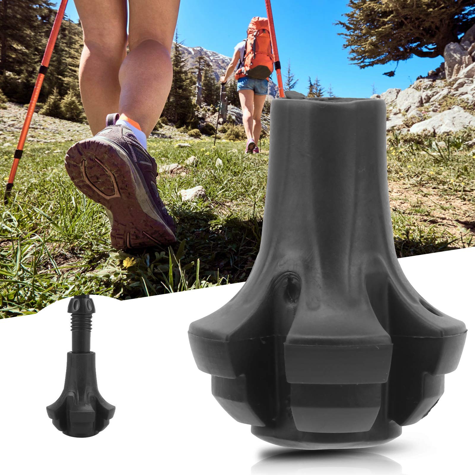 RiToEasysports 5Pcs Stick Tip Set,Trekking Pole Tip Cover Nonslip and Increase The Tip Grip Alpenstocks Accessory Climbing Stick