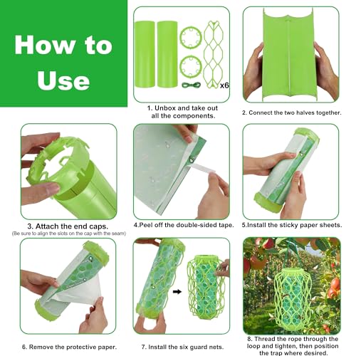 Sancodee 4 Pcs Wasp Trap Outdoor Hanging, Insect Catcher for Wasps and Carpenter Bees, Bee Killer Sticky Bug Boards Yellow Jacket Trap with Bait Reservoir, Non-Toxic Reusable Wasp Hornet Trap (Green)