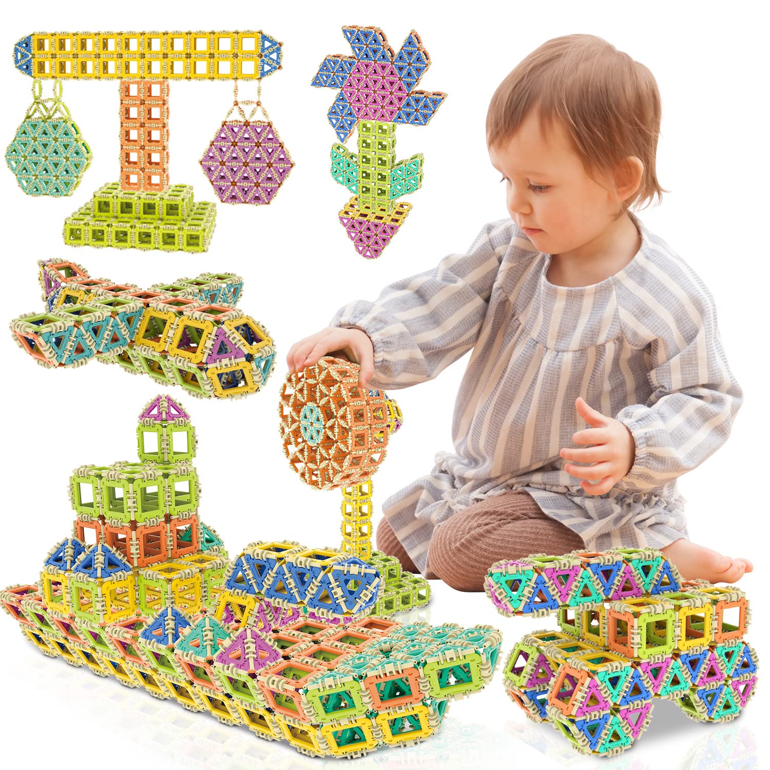 Suitable Preschool Kids Splice Snap Building Blocks STEM Toys, Interlocking Plastic Connect Blocks Learning by Playing Games for Toddlers Kids Creative Preschool Educational Toys (850Pcs)