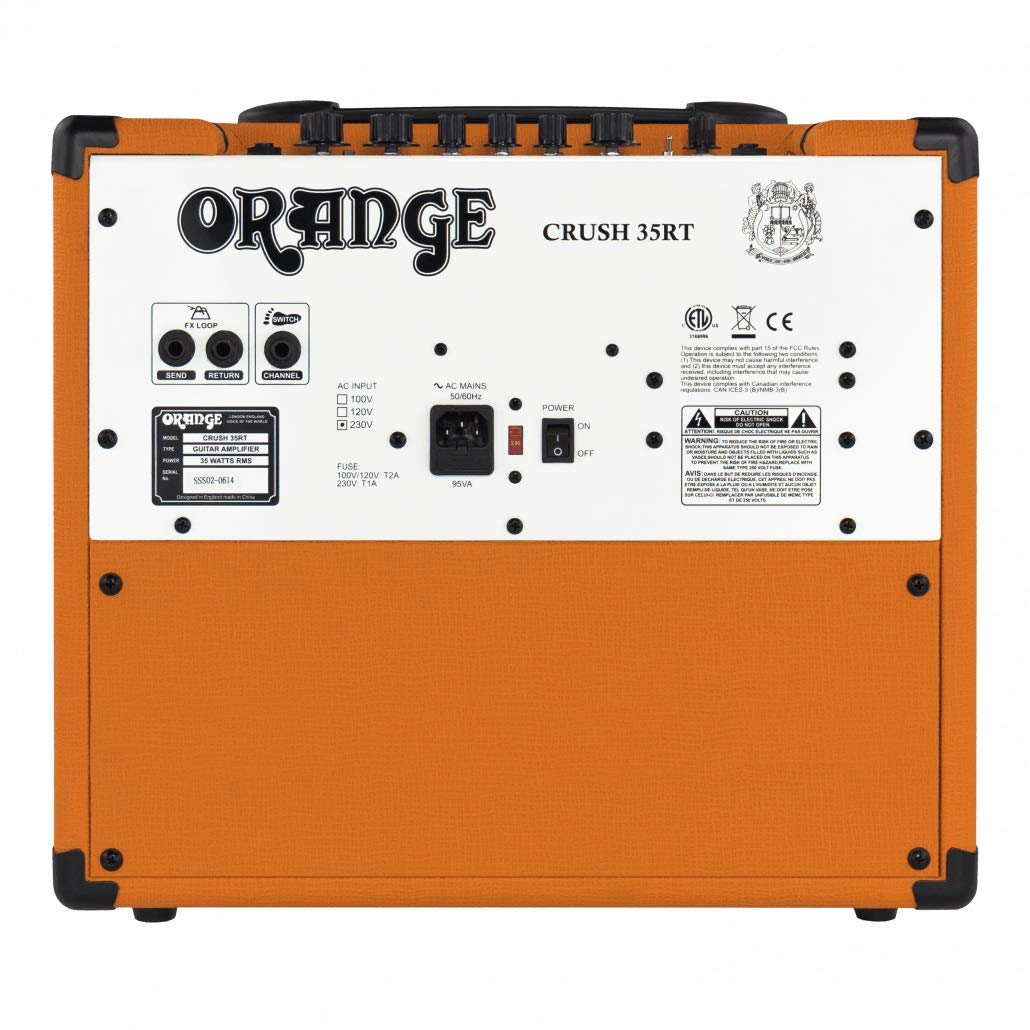 Orange Amps Crush 35RT 35W 1x10 Guitar Combo Amplifier (Orange) Bundle with Blucoil 10-FT Straight Instrument Cable (1/4in), 2-Pack of Pedal Patch Cables, and 4-Pack of Celluloid Guitar Picks