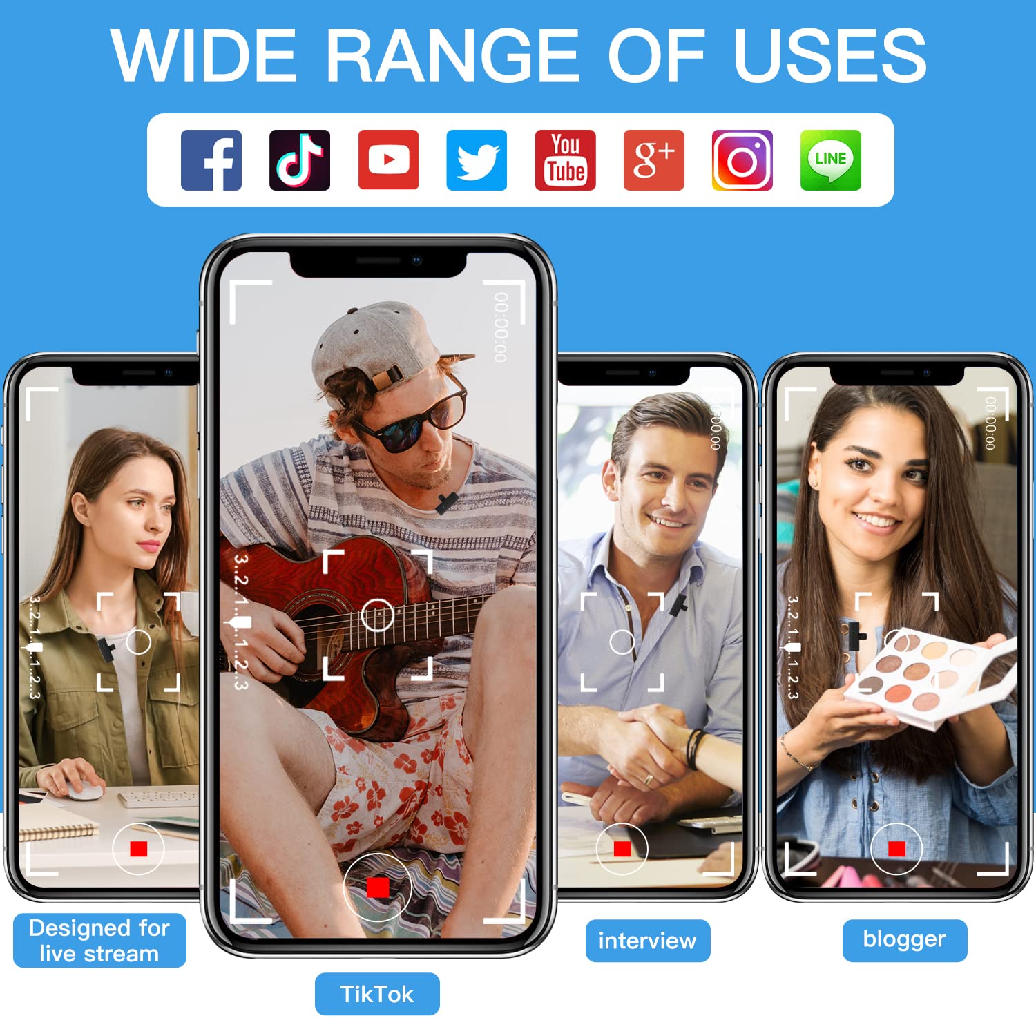 TPHOMALA Wireless Microphone for iPhone iPad, Professional Wireless Lavalier Lapel Microphone, Clip on Mic for Video Recording, Tiktok, YouTube, Live Stream, Vlog