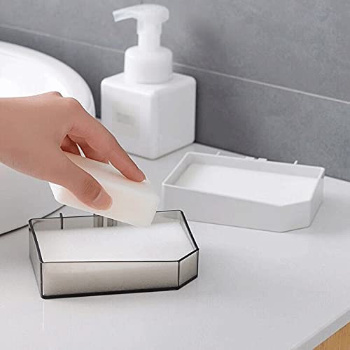 PLMM soap Box, New Absorbent Sponge soap Holder Soap Dishes Soapbox Shower Plate Bathroom Set Tray Bathroom Accessories (Color : Clear)