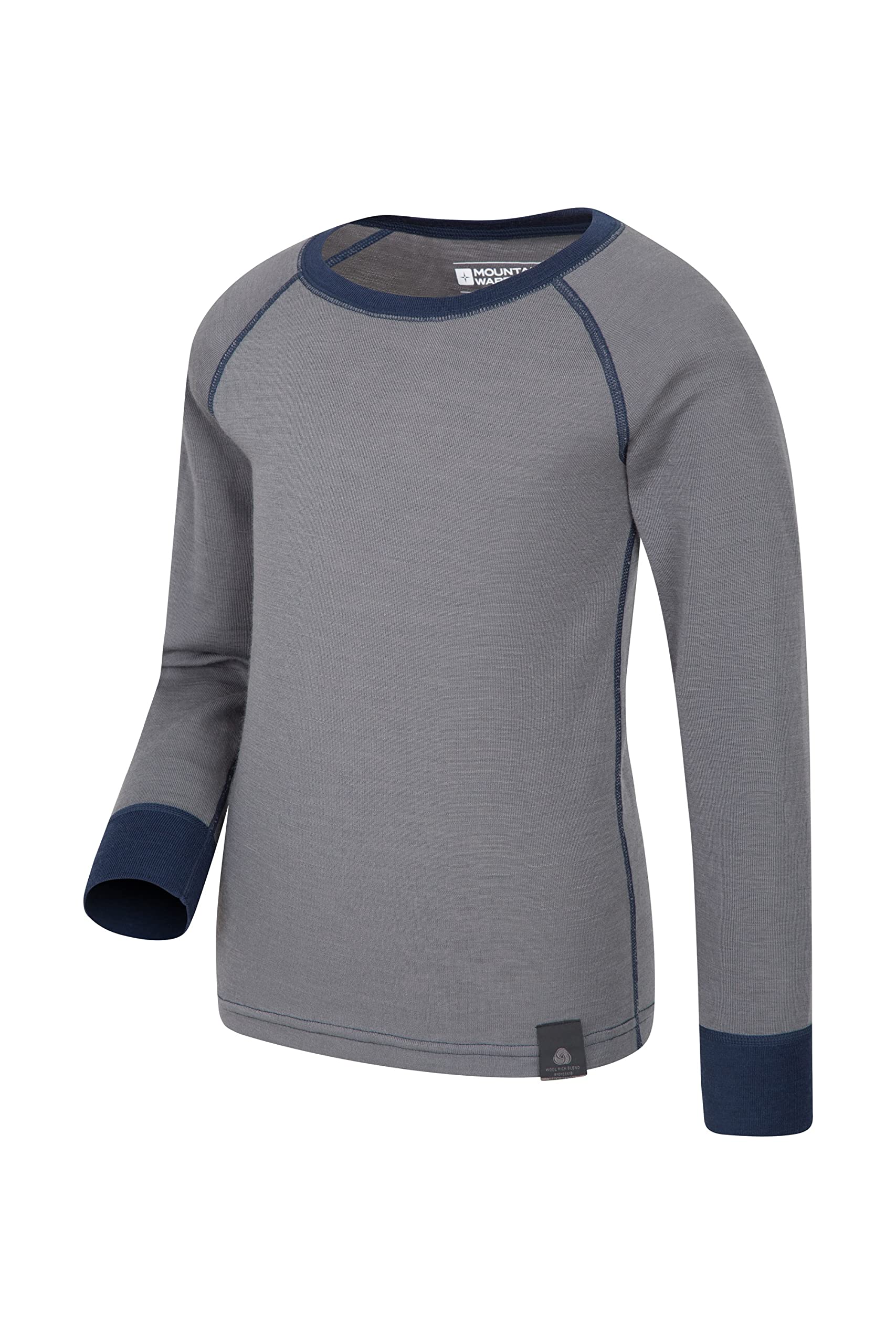 Mountain Warehouse Merino Kids Top - Warm Thermal Baselayer Grey 11-12 Years