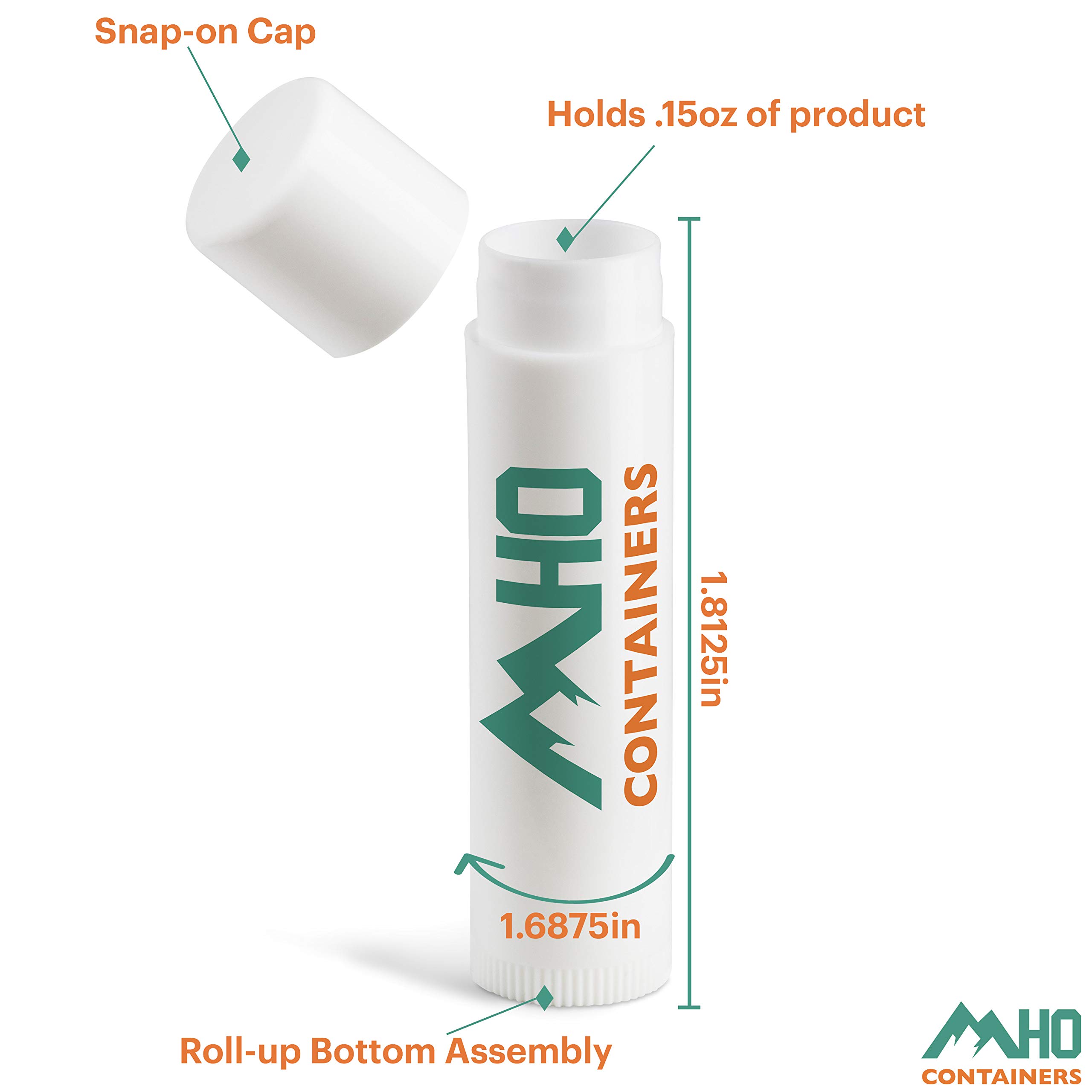 MHO Containers | Empty, White Lip Balm Containers - 30% Recycled PP Plastic - Made in USA - 0.15 oz - 50 count