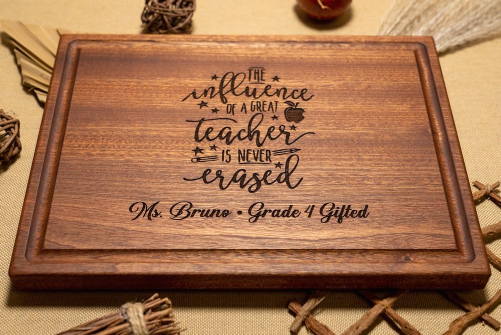 Walnut Artisan Personalized Cutting Boards, Custom Appreciation Gift Idea, Wood Engraved Charcuterie Board for First Grade, Teacher Design 104