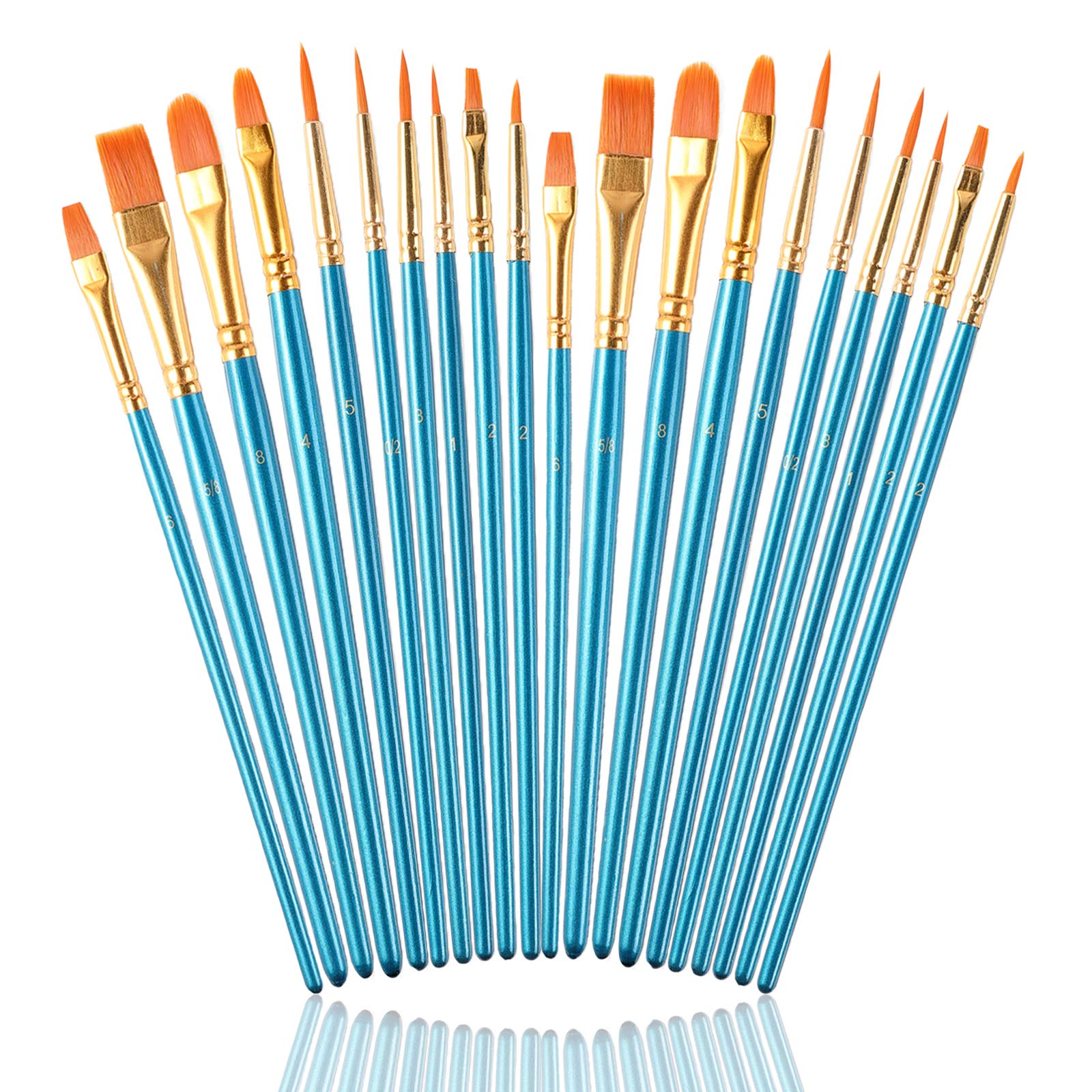 Paint Brushes Set for Acrylic Painting, 20 Pcs Nylon Hair Art Paintbrushes Kit for Watercolor Face Fabric Rock Model Oil Canvas Small Detail Miniature Painting, Kids/Adult/Artist Craft Supplies