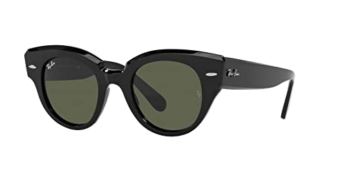 Ray-Ban Women's RB2192 Roundabout Round Sunglasses, Black/Green, 47 mm