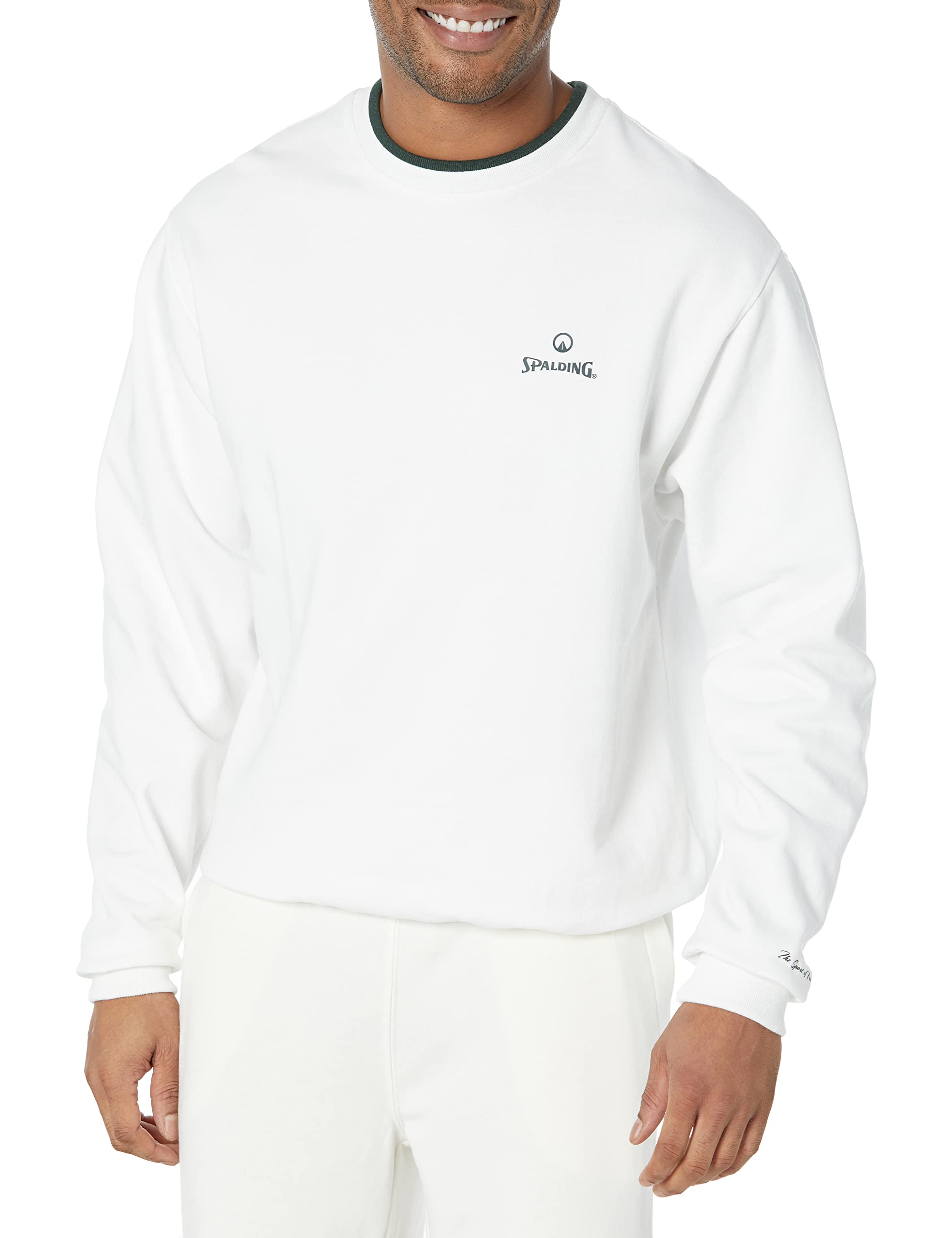 Spalding X UNKNWN Men's Pullover Crewneck Sweatshirt, Bright White, XX-Large