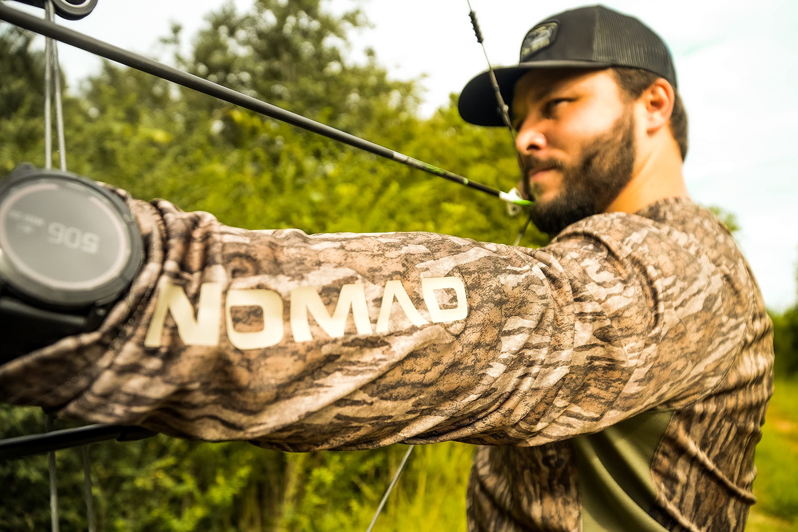 Nomad Mens Pursuit Long Sleeve Shirt, Hunting Shirt with Sun Protection, Mossy Oak Bottomland, 3X-Large
