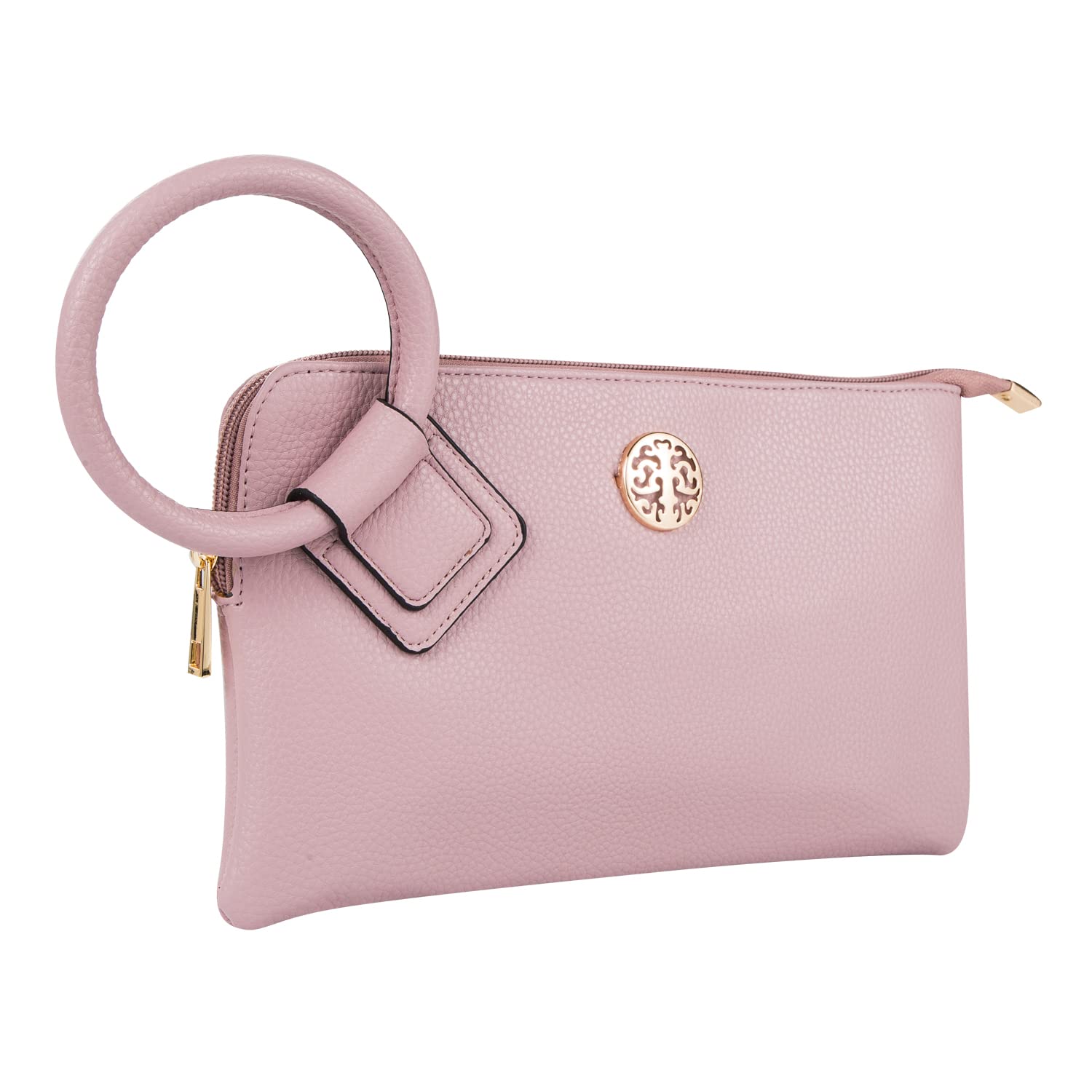 PUFER Wristlet Wallets for Women Clutch Purse Leather Handbags Large Pink