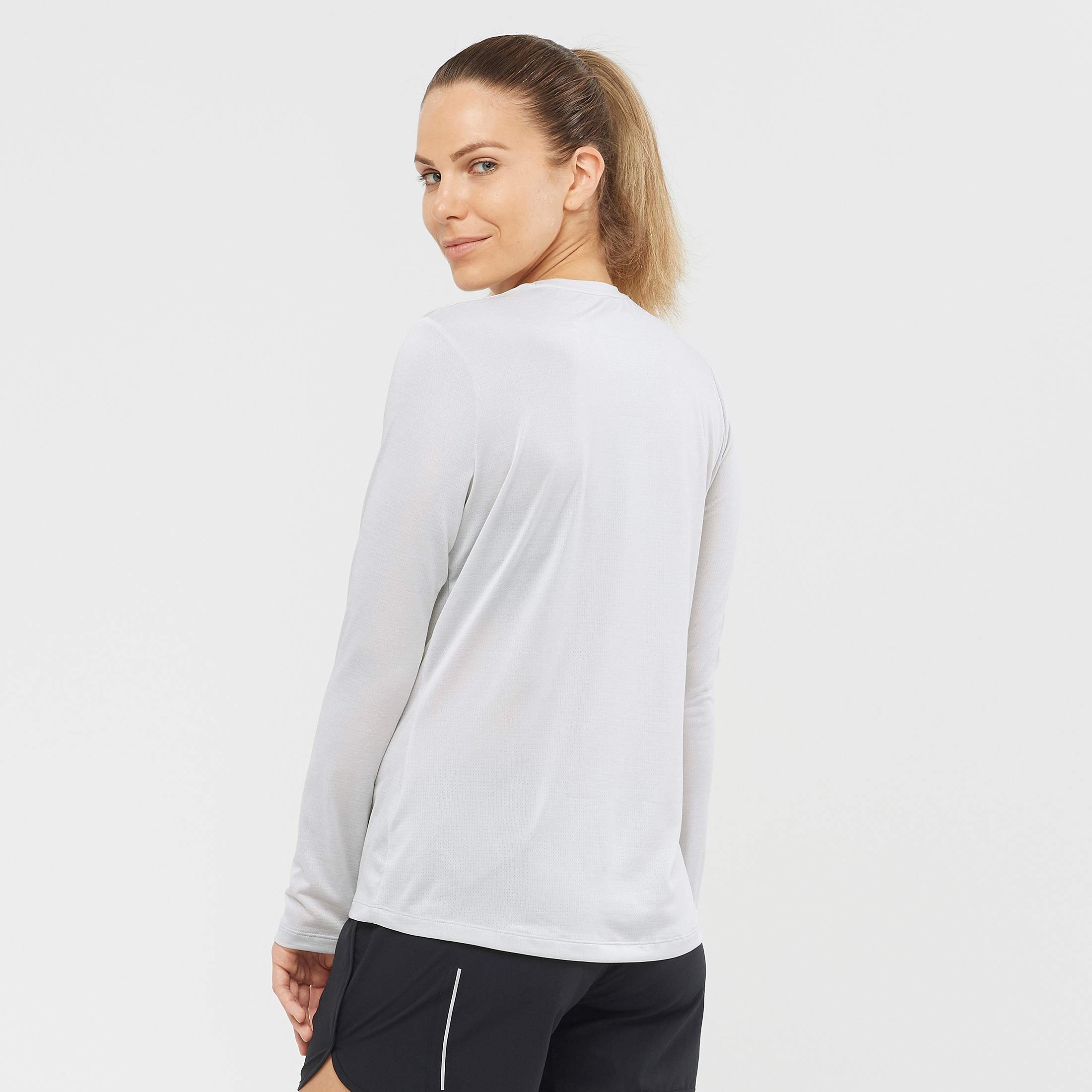 Salomon Women's Standard Agile LS TEE W, White, XL