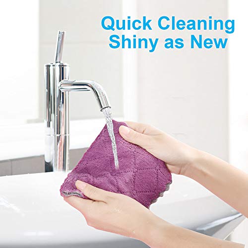 OstWony 12PCS Kitchen Towels Dish Towels, Multipurpose Reusable Dish Cloths, Double-Sided Microfiber Cleaning Rags for Furniture, Car, Tea, Bowl, 10x 6 inch