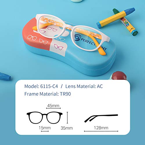 PERFECTSIGHT Blue Light Blocking Glasses for Kids Boys & Girls Frame TR90 Flexible Strap Anti-Eyestrain Headache and UV Age 4-12 (C6115-C4)