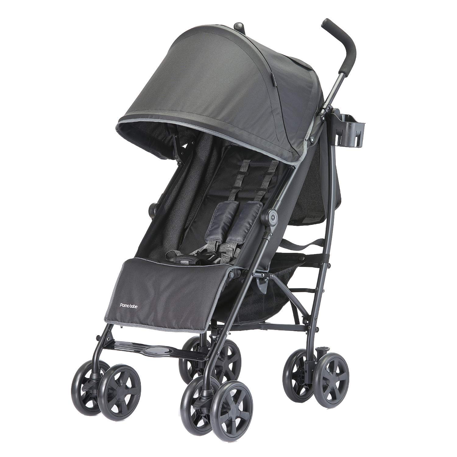 Pamo Babe Umbrella Stroller for Toddler, Lightweight Baby Stroller with Cup Holder and Storage Basket, Foldable Travel Stroller for Infant, Compact Stroller(Black)