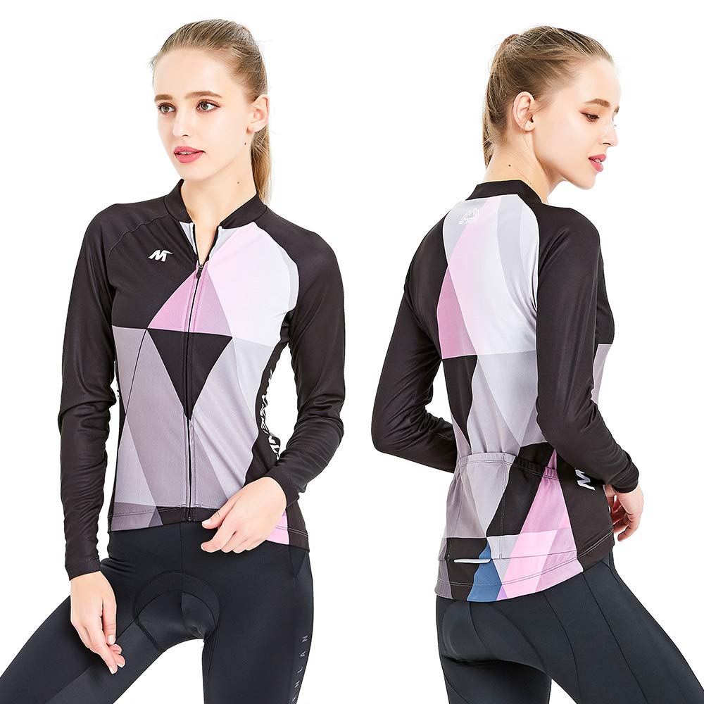 Mysenlan Women's Cycling Long Sleeve Breathable Jersey Set 3D Padded Long Pants Bike Shirt Bicycle Tights Clothing Black