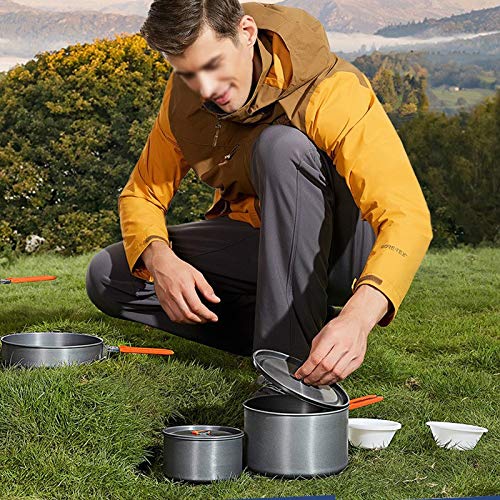SHZBCDN Three-Piece Suit 2-3 People Outdoor Camping Portable Cooking Cookware Sets Frying Pan 1.1L Kettle 2.0L Pot