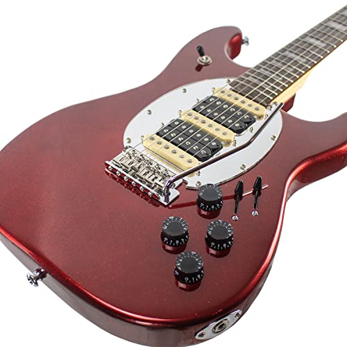 Sawtooth 6 String ES Hybrid Electric Guitar with Wilkinson Tremolo, Blood Red Sparkle w Pro Series Gig Bag, Right (ST BRS)