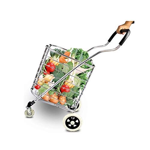 WDBBY Grocery Shopping Cart with Swivel Wheels, Foldable and Collapsible Utility Cart with Adjustable Height Handle