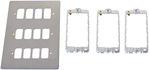 MK Edge K14352BRC 12-Module Grid Plus Frontplate with Frames - Brushed Chrome