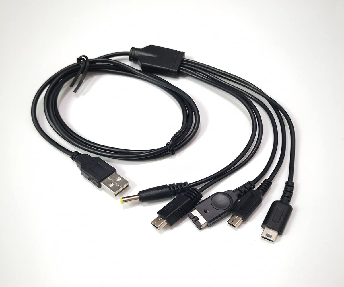 SZATXUK 5 in 1 USB Charger Cable Compatible with GBA SP/3DS/NDS Lite/WII U/PSP