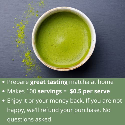 Matcha Green Tea Powder - Ceremonial Grade, First Harvest, Great Tasting, Authentic Japanese Matcha, Pure, Fresh & Healthy. 50 Servings, 100g (3.5oz) Bag
