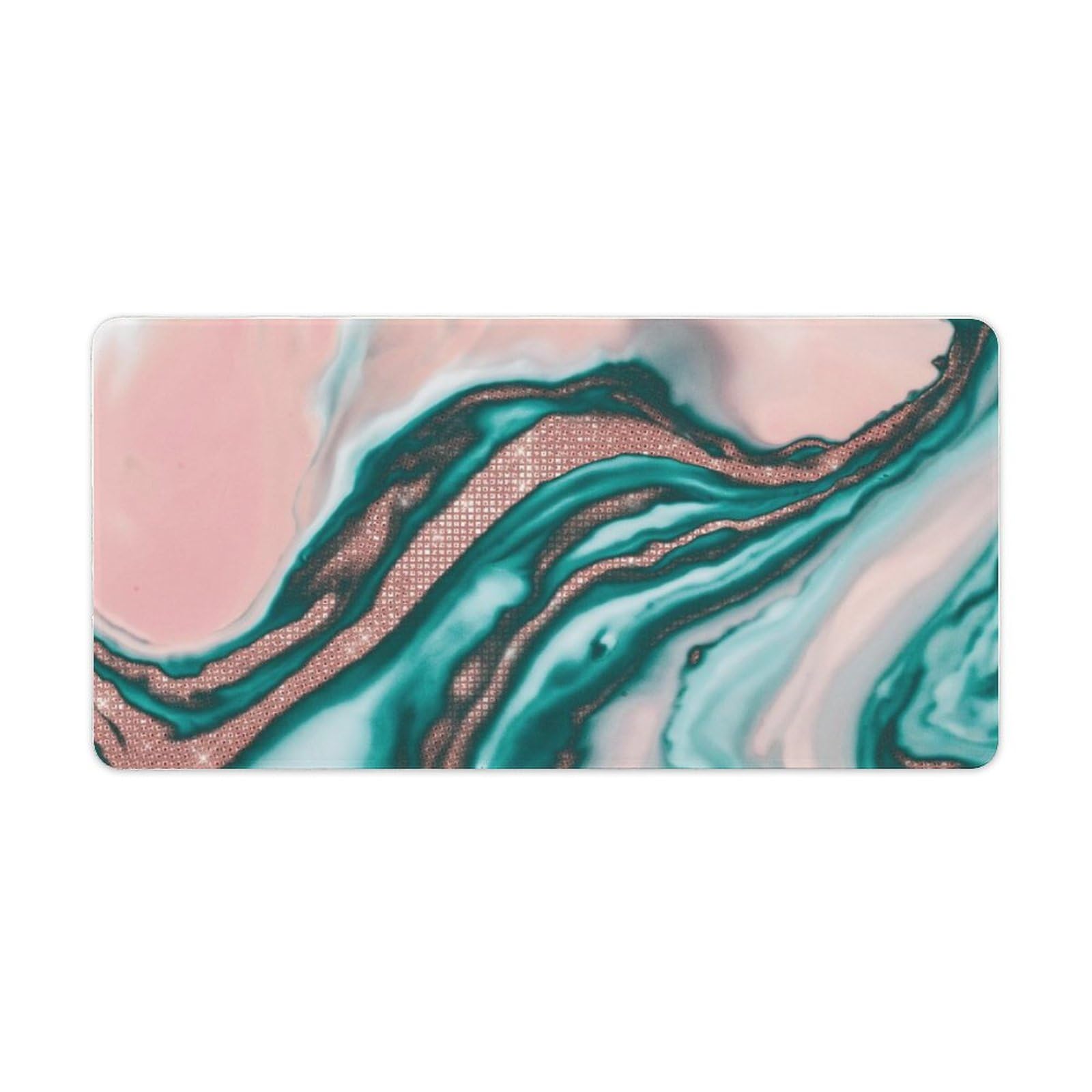 Mouse Pads Rose Gold Glitter Pink Teal Desk Mat Gaming Mousepad Non Slip Rubber Mouse Mat for Desk Keyboard, Wireless Mouse, Office Computer