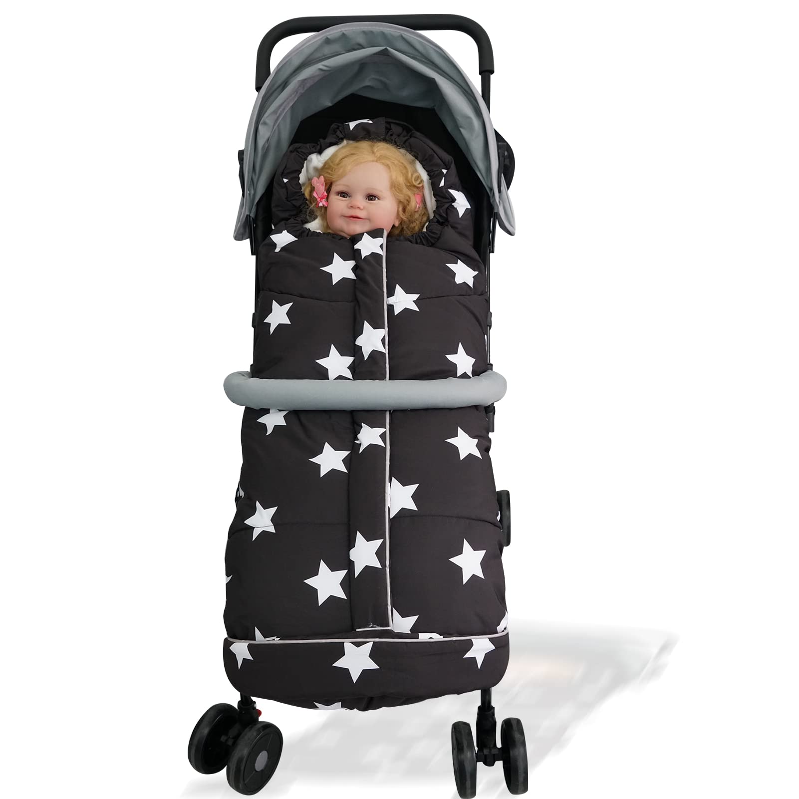 weallbuy Baby Bunting Bag for Strollers, Sleeping Bag with Pattern, 40 * 22.4 Inches Winter Footmuff for Toddler 0-36 Months (Star)