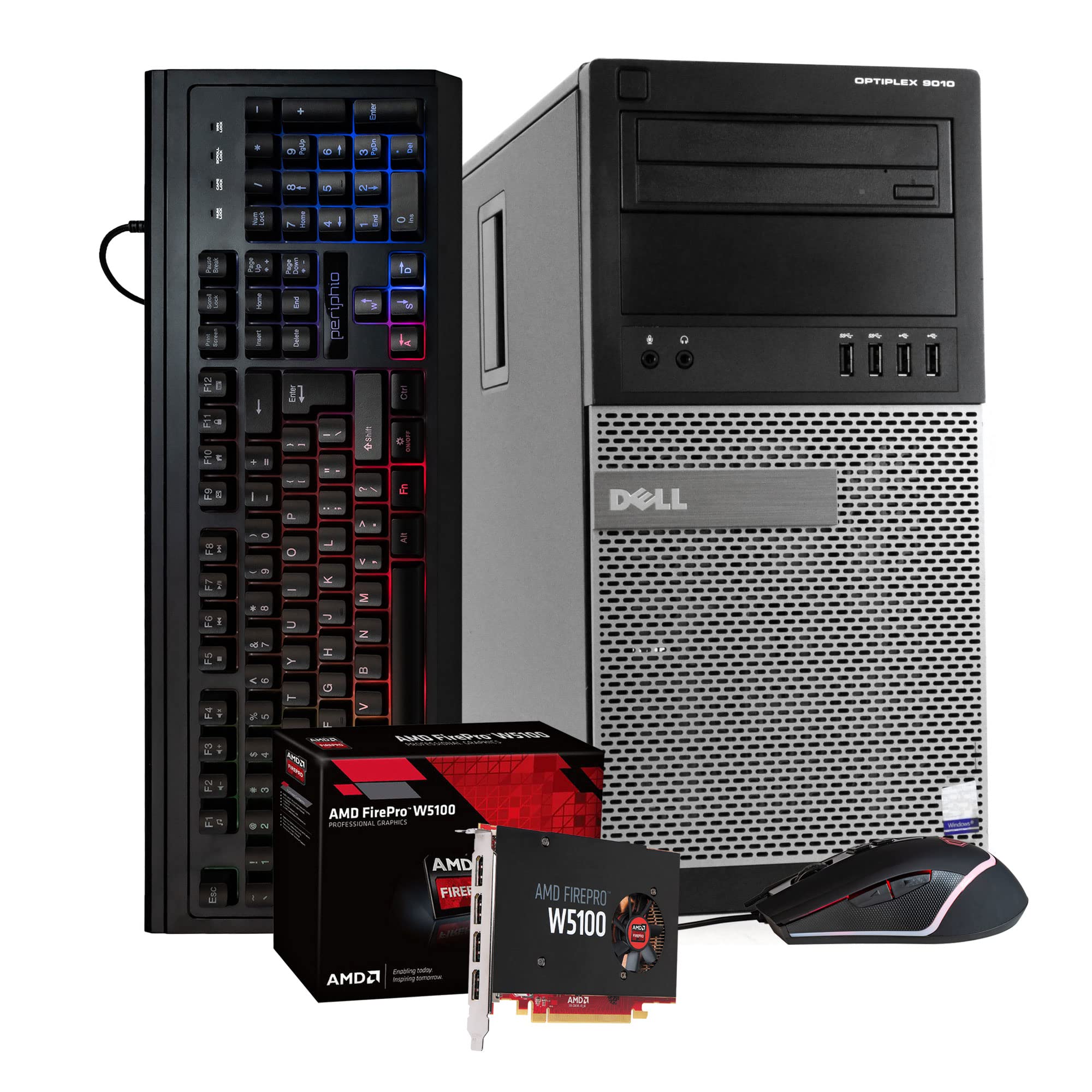Workstation PC Desktop Computer for Editing and Design | AMD Firepro W5100 (4GB) | Intel Quad-Core i7 Processor | 500GB SSD + 4TB HDD Storage, 32GB RAM, Wi-Fi + BT, Windows 10 Pro (Renewed)