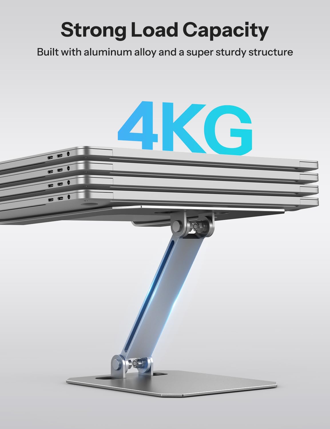 OMOTON Laptop Stand for Desk, Ergonomic Adjustable Computer Stand Aluminum Portable Desktop Laptop Riser Holder for MacBook Air Pro, Dell, HP and All Tablets Up to 15.6", Dark Silver