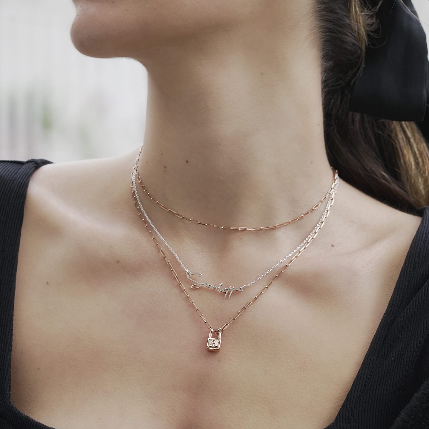 Oak&Luna - Personalized Initial Lock Necklace
