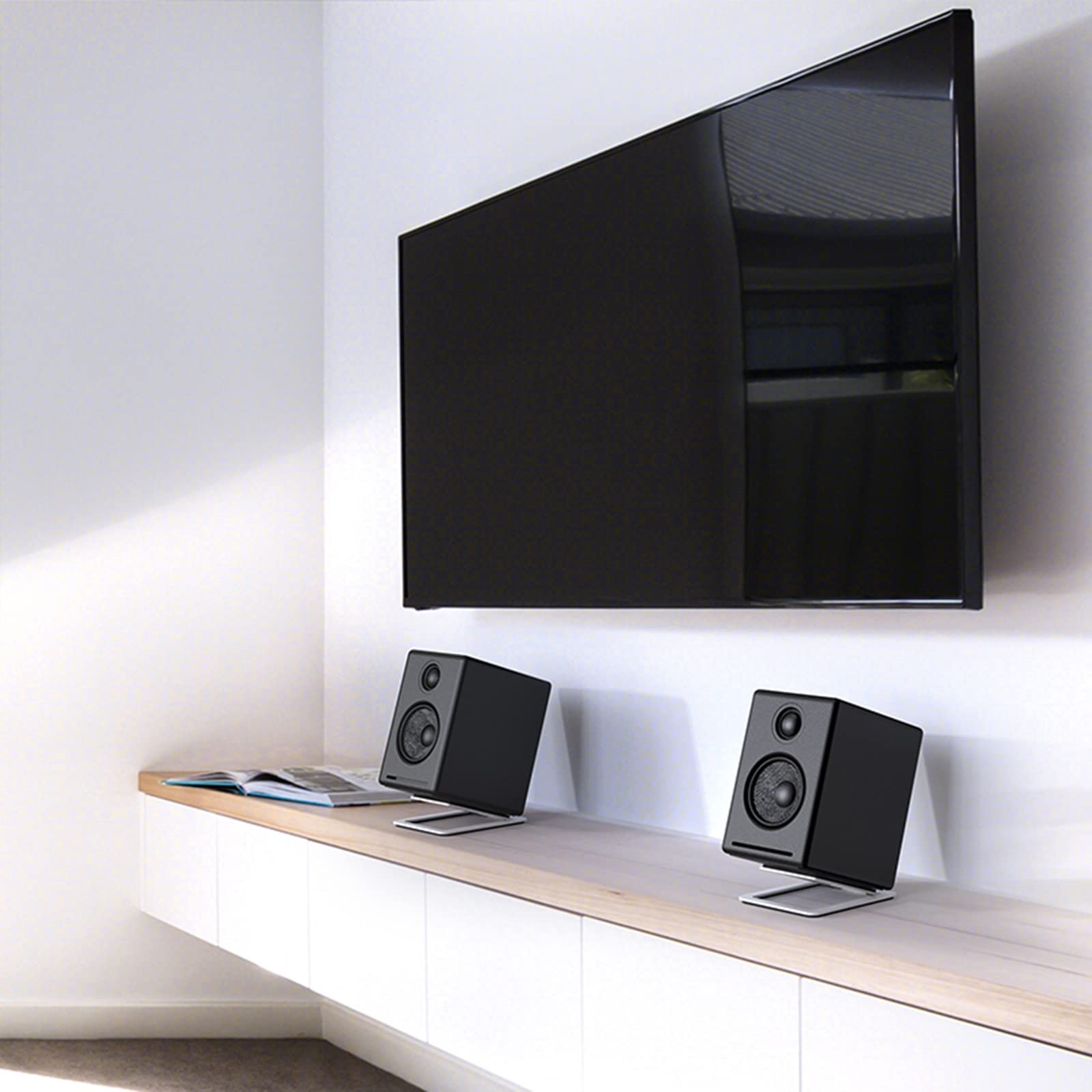 Speaker Stands Sound Stand Small Desktop Audio Stand Metal Speaker Stand Speaker Stand Anti-Shock 1 Pair Floor/Wall Mount Speaker Stand (Color : Black)