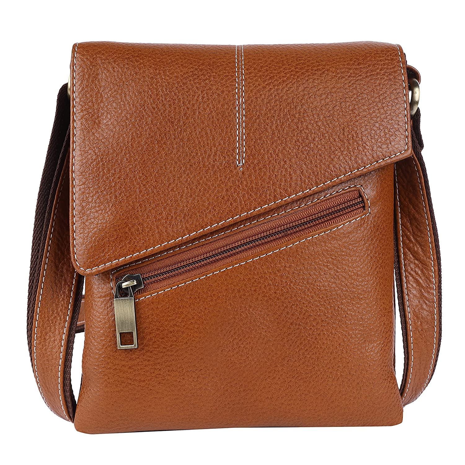 SUNLEXA Real Leather Crossbody Bags for Women, Travel Purse Crossover Long Over the Shoulder Sling Womens Purses. (Gold)