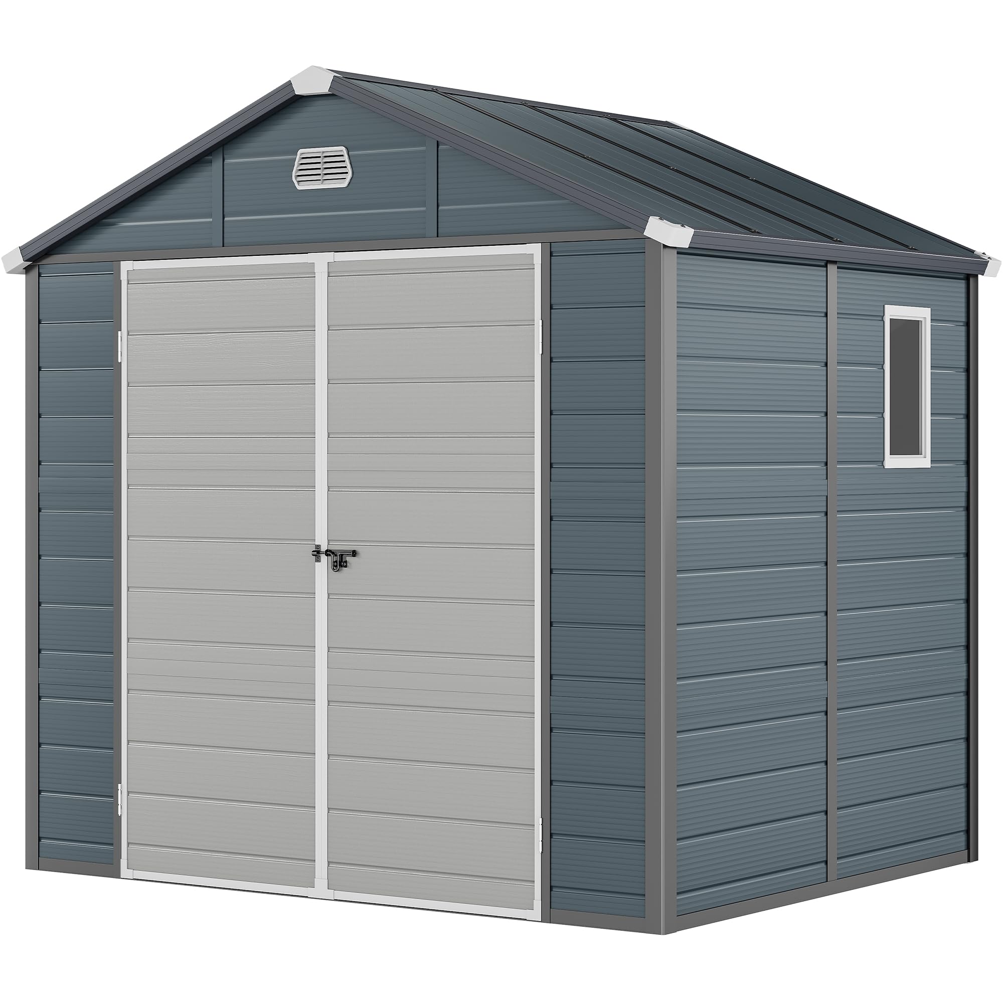 YITAHOME 7.87x6.2FT Outdoor Resin Storage Shed w/o Floor, All-Weather Plastic Shed with Lockable Doors, Window & Vents, Plastic Tool Shed for Backyard, Patio, Poolside, Lawn, Dark Gray