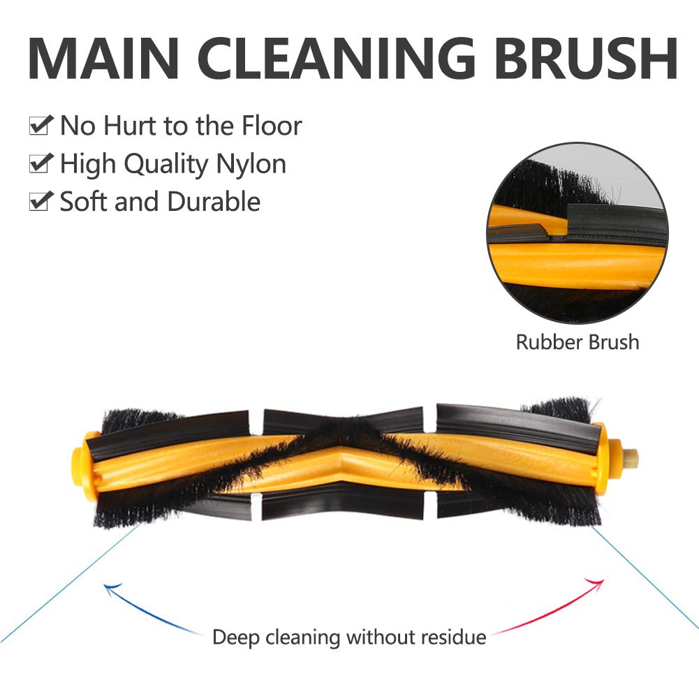Number-One Replacement Parts Compatible with Ecovacs Sweeper Accessories OZMO T8, Sweeper Replacement Accessories Kit with 1 Main Brush, 3 Pairs of Side Brushes, 3 Filters/Rag, 5 Disposable Rag