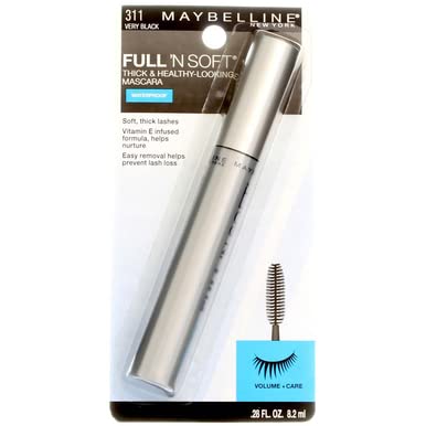 Maybelline Full 'N Soft Waterproof Mascara, Very Black [311], 0.28 oz (Pack of 3)