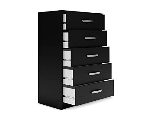 Signature Design by Ashley Finch Contemporary 5 Drawer Chest of Drawers, Black