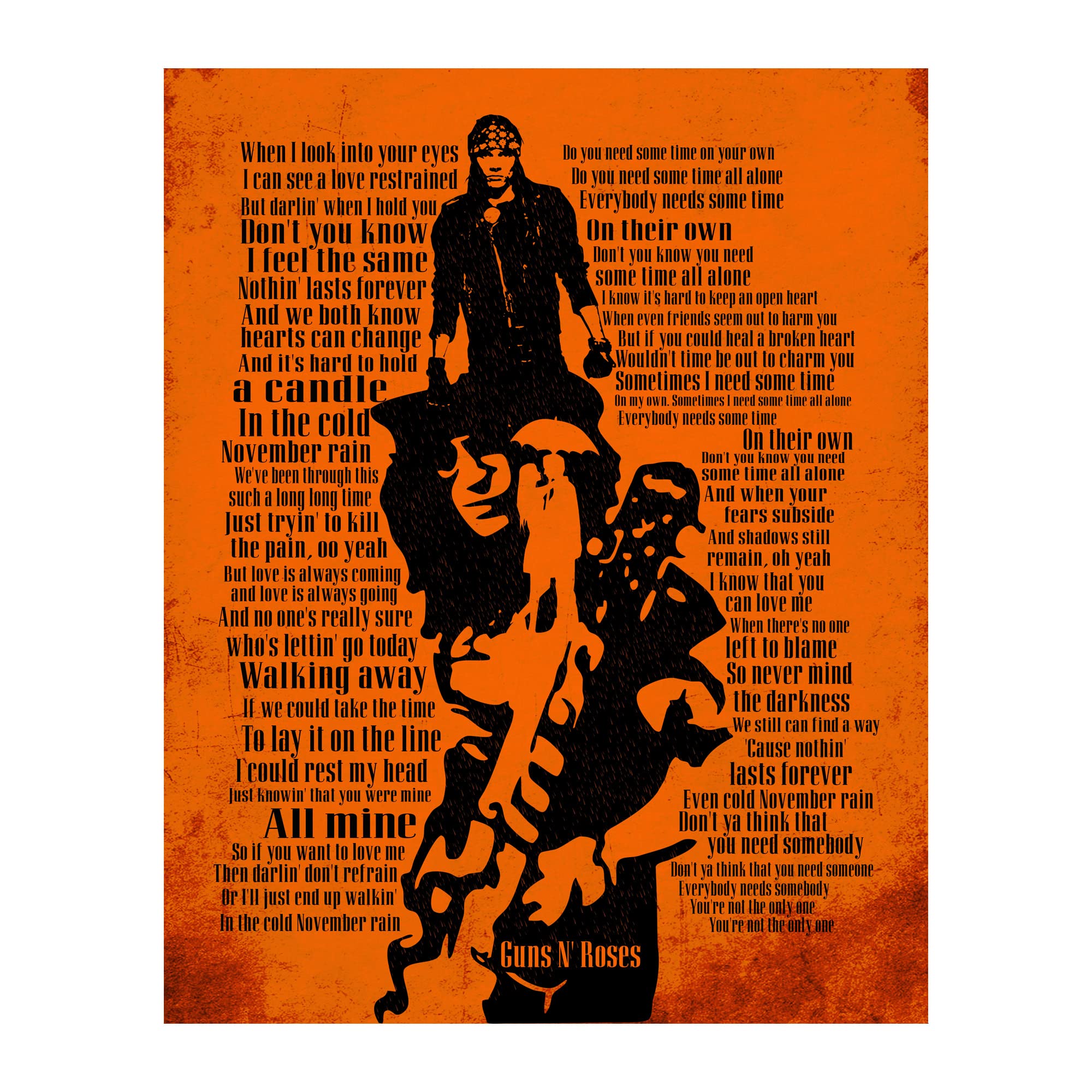 November Rain - Guns N' Roses Music Decor Wall Art, This Wall Decor Poster Print is Great For Music Room, Office Decor, Home Decor, Bedroom Decor, And Man Cave Room Decor Aesthetic, Unframed - 11x14