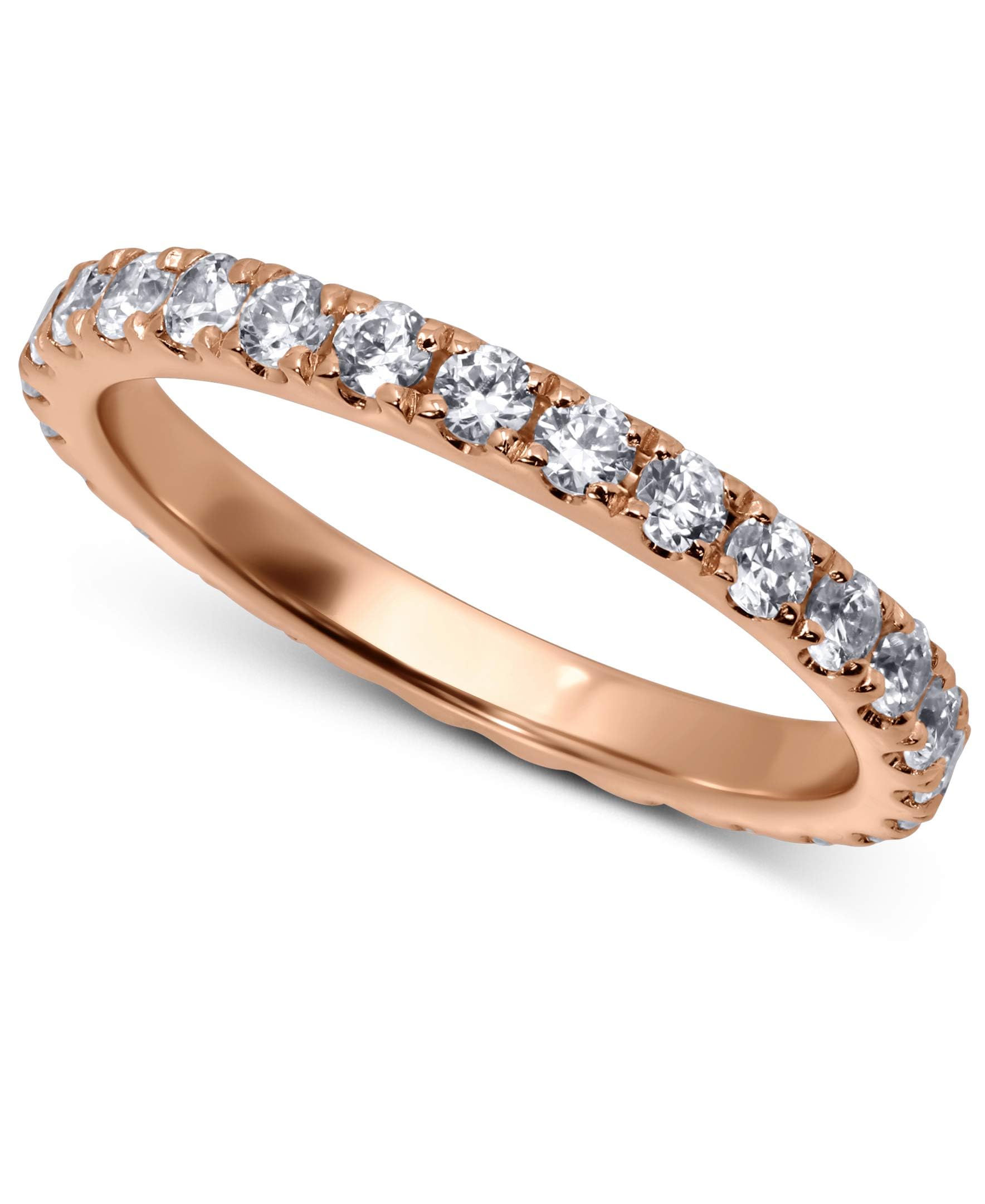 ORO LEONI 925 Sterling Silver Cz Eternity Band Ring - 14k Silver, Yellow And Rose Gold Plated (Rose Gold, 8)
