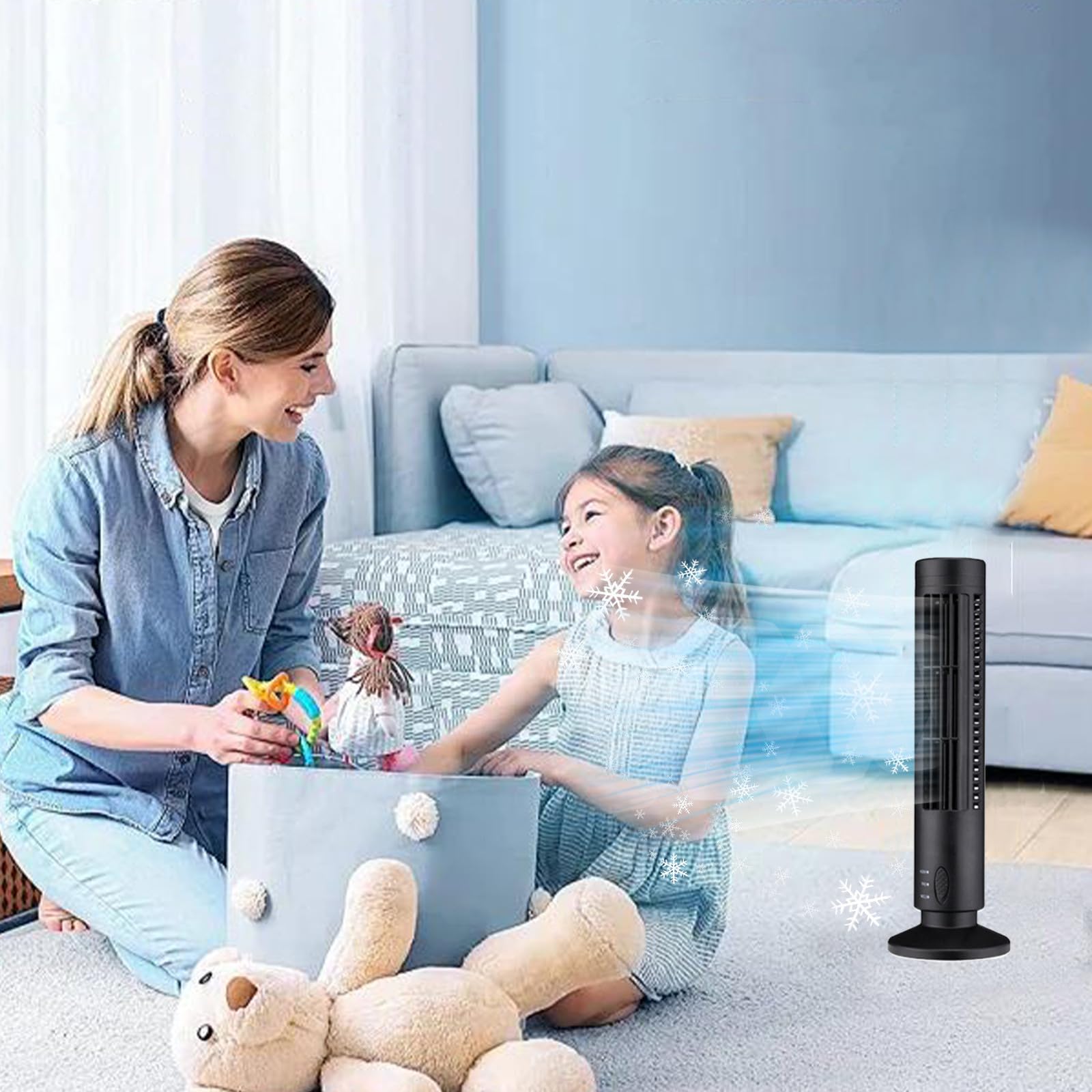 Xihbxyly 2024 Summer Tower Fan, With Two Speeds Simulates Natural Wind,Cool Portable Energy Saving Low Noise Suitable For Home Offices And Bedrooms(Black)