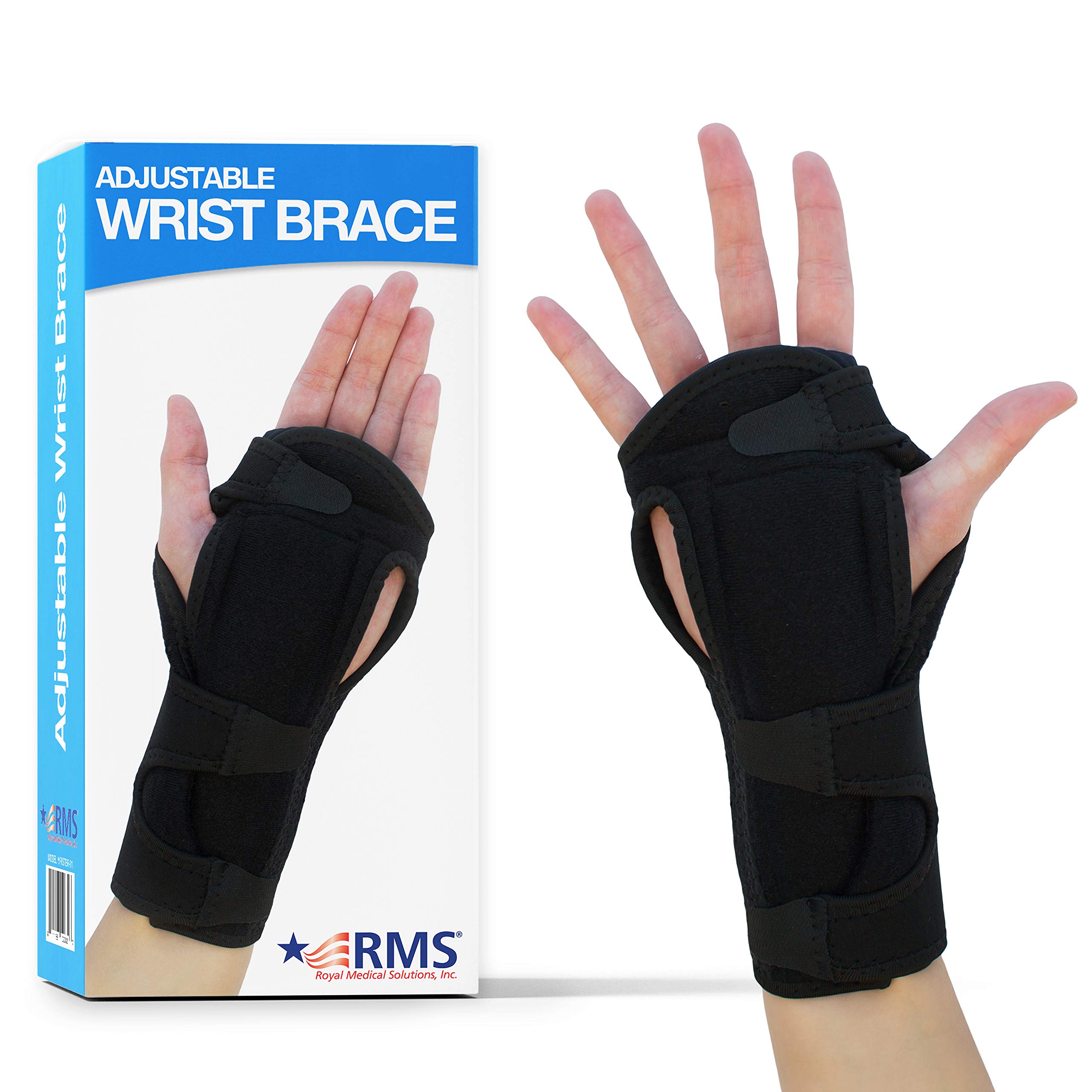 RMS Wrist Brace (Left or Right Hand) - Hand Support Splint and Wrist Strap for Carpal Tunnel, Arthritis, Wrist Injury Relief for Men or Women