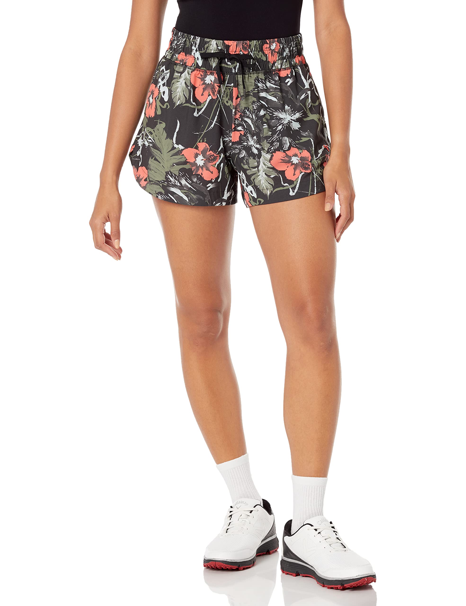 Puma Golf Women's Standard Nassau Short, Puma Black-Hot Coral, Medium