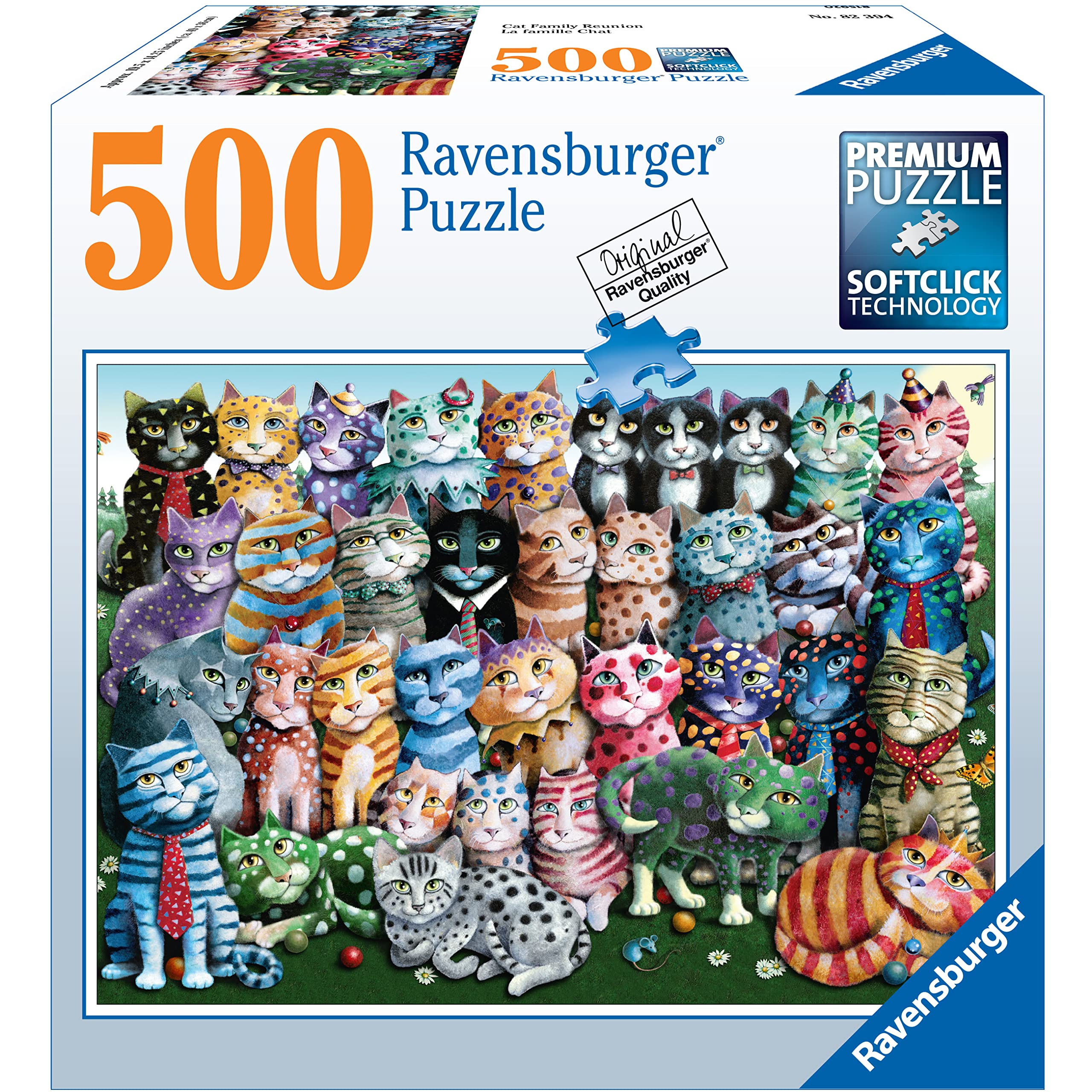 Ravensburger Cats Family Reunion 500 Piece Jigsaw Puzzle for Adults - 81572 - Every Piece is Unique, Softclick Technology Means Pieces Fit Together Perfectly