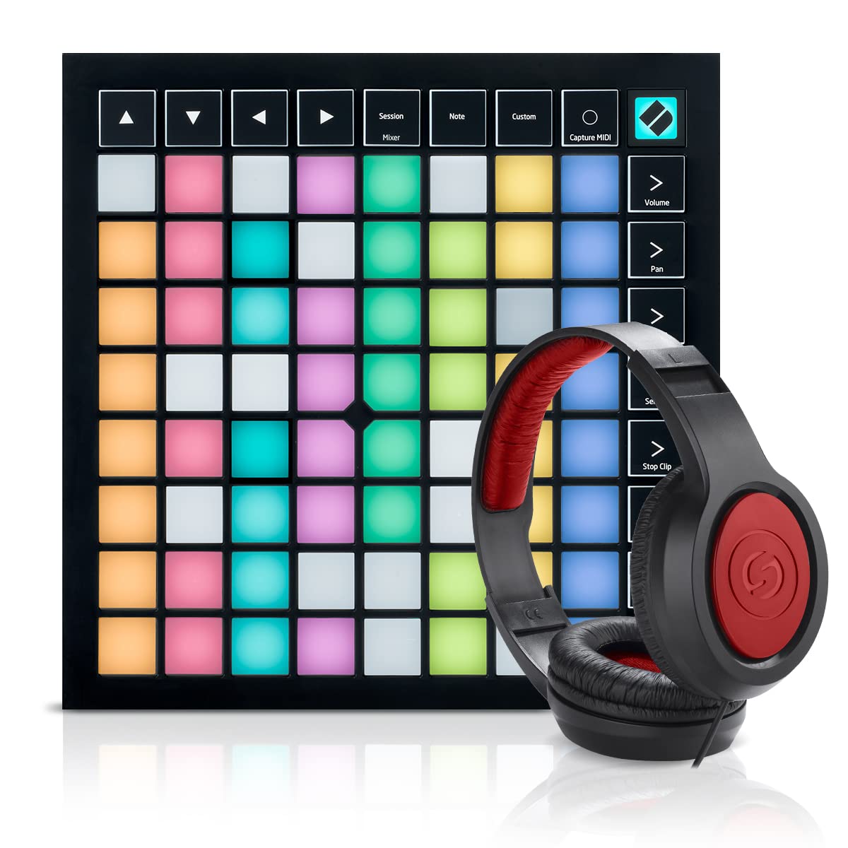 Novation Launchpad X Ableton Live 8x8 64 Backlit RGB Pads Grid Controller w/Software Bundle + SR360 Over-Ear Dynamic Stereo Headphones & Fibertique Microfiber Cleaning Cloth