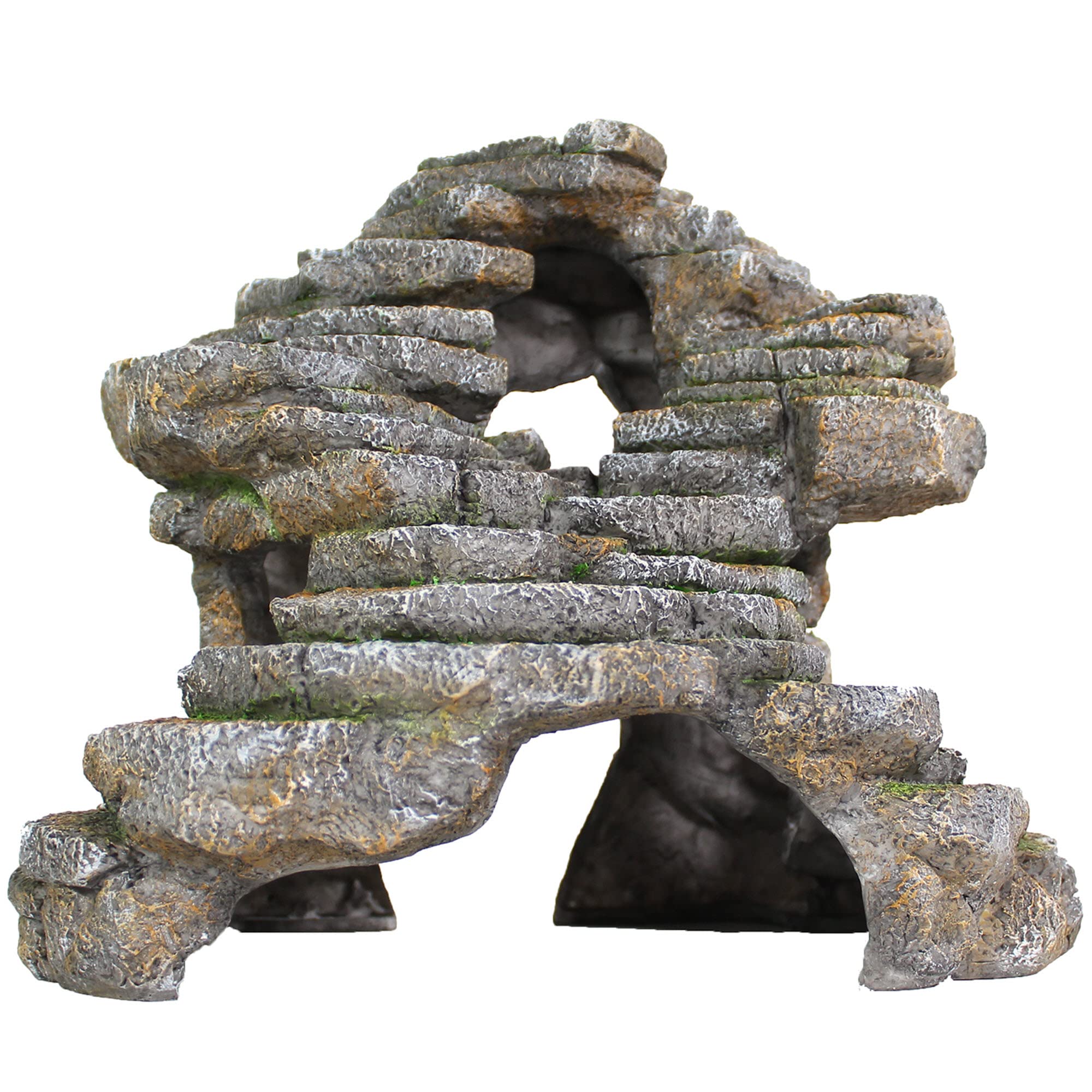 Penn-Plax Reptology Shale Scape Step Ledge & Cave Hideout – Decorative Resin for Aquariums & Terrariums – Great for Reptiles, Amphibians, and Fish – Extra Large