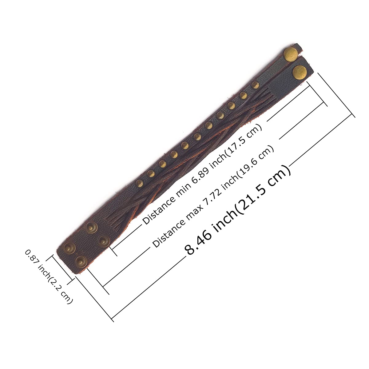 Rose-Samira Handmade Leather Bracelet Punk Wristband Set Adjustable Cuff Buckle Belt (Marker)